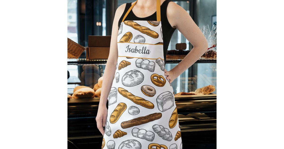 Bread Baker Pattern Personalized With Custom Text Apron | Zazzle