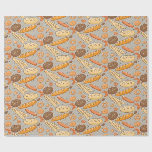 Bread Bakery Pattern Wrapping Paper | Zazzle