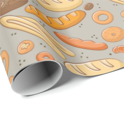 Bread Bakery Pattern Wrapping Paper | Zazzle