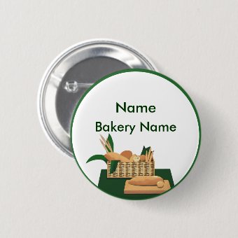 Bread Basket Bakery Name Tag Button | Zazzle