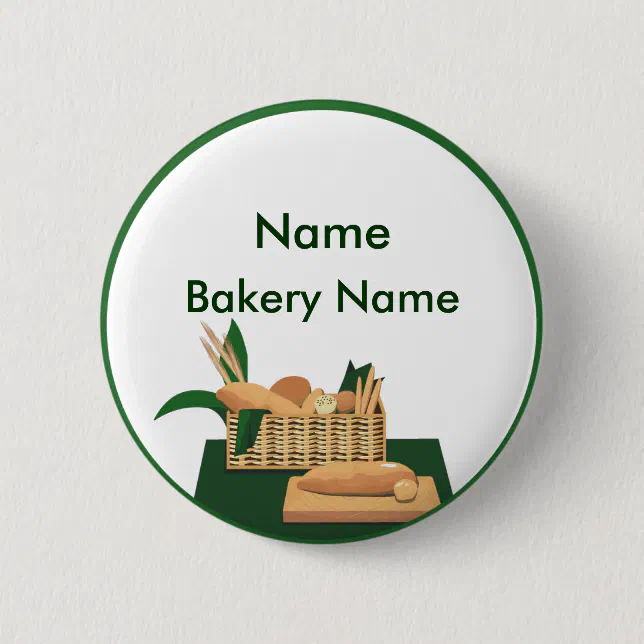 Bread Basket Bakery Name Tag Button | Zazzle