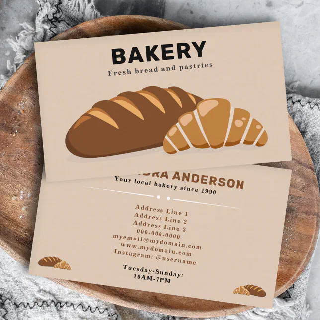Bread & Croissant - Bakery Business Card | Zazzle