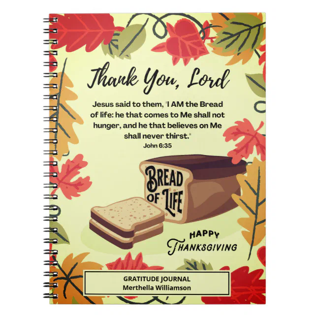 BREAD OF LIFE Thanksgiving Gratitude Journal | Zazzle