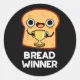 Bread Winner Funny Food Pun Dark BG Classic Round Sticker | Zazzle