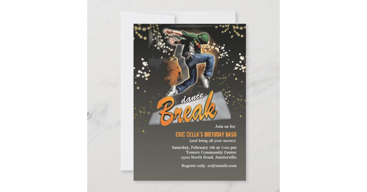 Break Dance Invitation | Zazzle