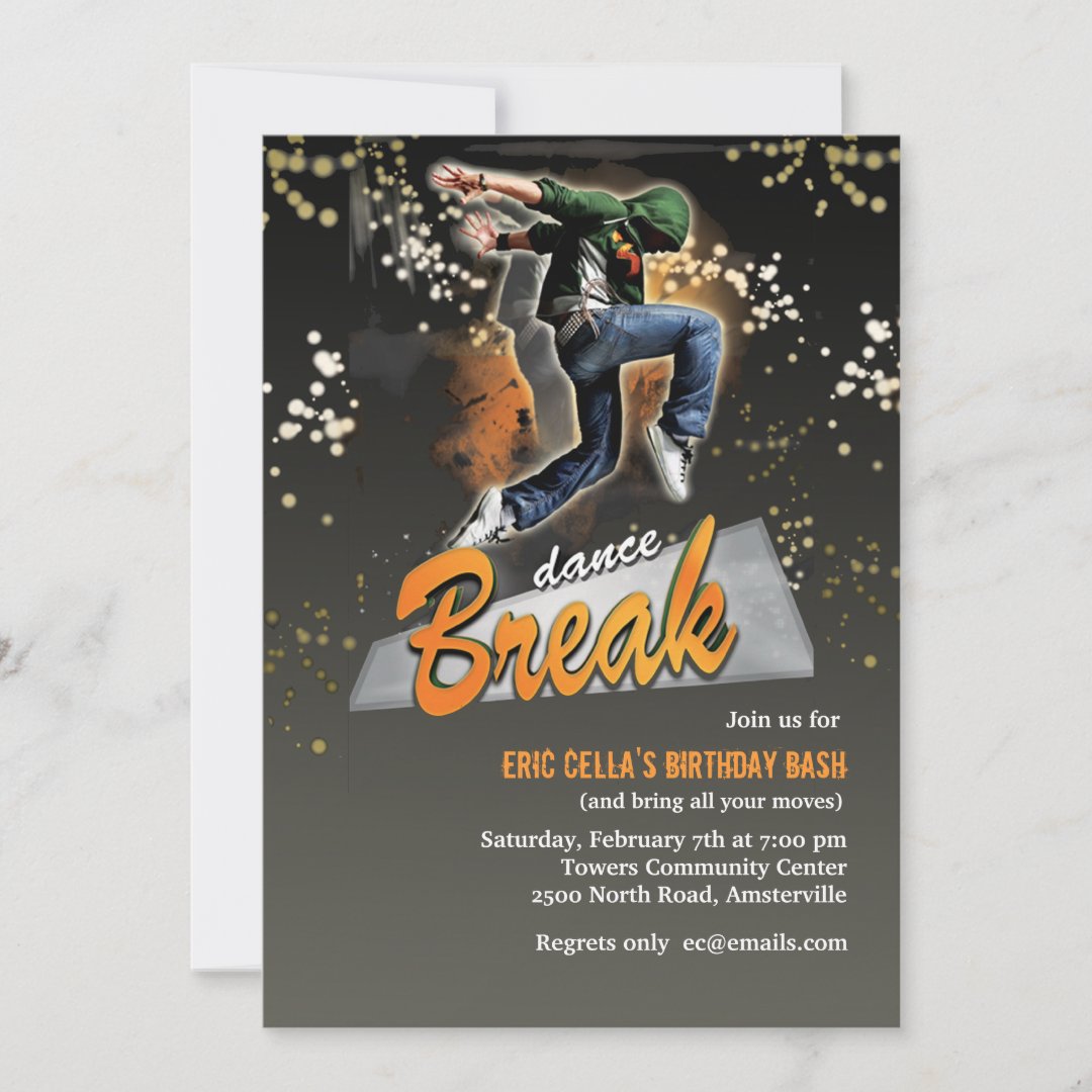Break Dance Invitation | Zazzle