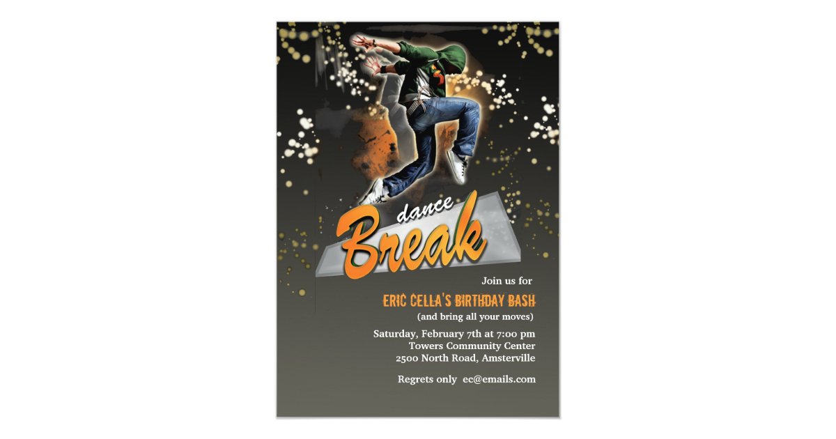 Break Dance Invitation | Zazzle.com