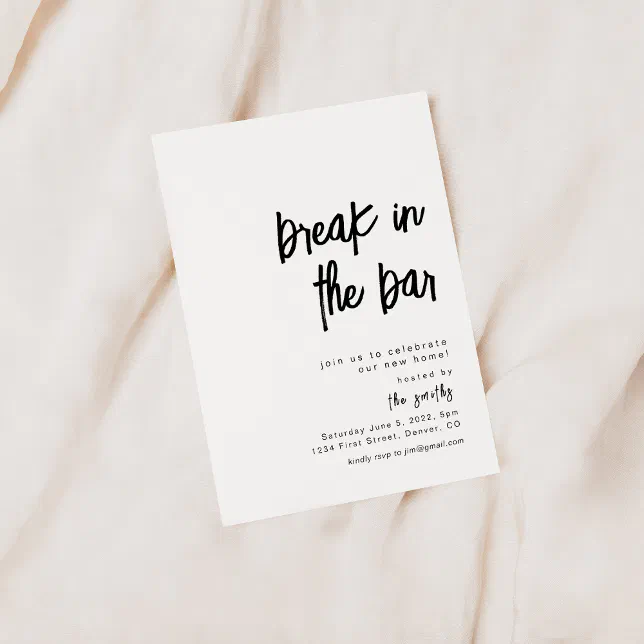 Break in the Bar Housewarming Invitation | Zazzle