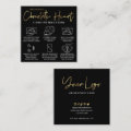 Breakable Chocolate Heart Care Guide Black & Gold Square Business Card ...