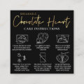 Breakable Chocolate Heart Care Guide Black & Gold Square Business Card ...