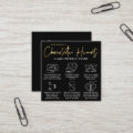 Breakable Chocolate Heart Care Guide Black & Gold Square Business Card ...