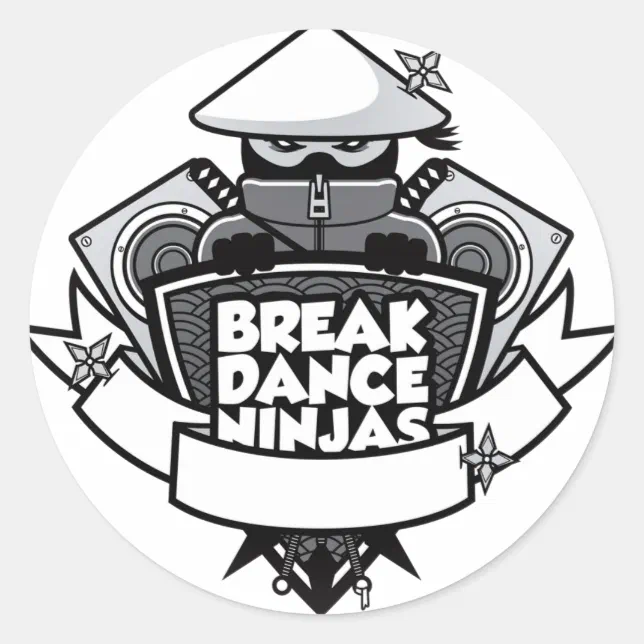 Breakdancing Ninja Crest Japanese Style Classic Round Sticker | Zazzle