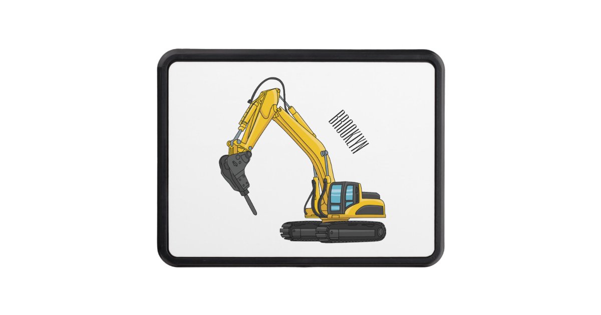 Breaker excavator cartoon illustration hitch cover | Zazzle
