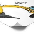 Breaker excavator cartoon illustration poster | Zazzle