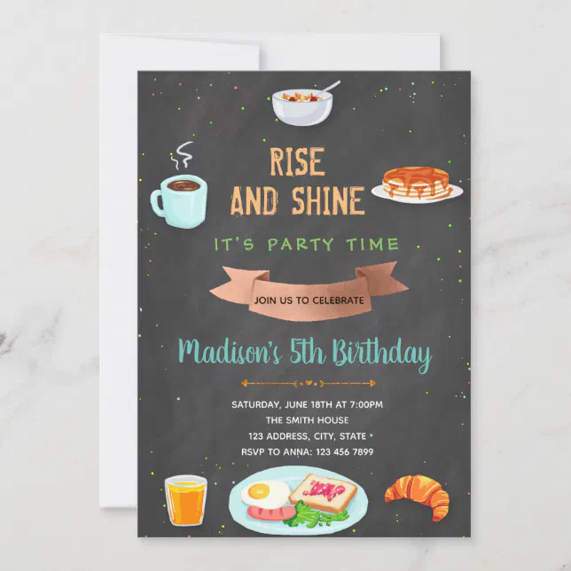 Breakfast birthday party invitation | Zazzle