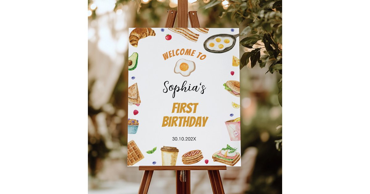 Breakfast Brunch Birthday Welcome Sign | Zazzle