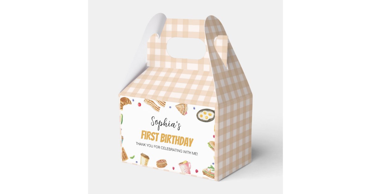 Breakfast Brunch First Birthday Favor Box | Zazzle