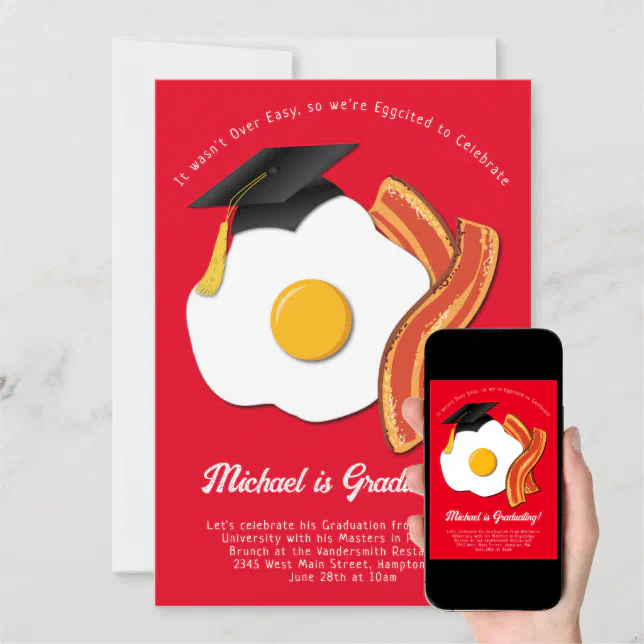Breakfast Brunch Graduation Party Invitation | Zazzle