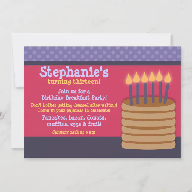 Breakfast Buffet Birthday Party Invitations | Zazzle