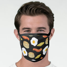 Breakfast Food Pancake Egg Bacon Waffle Black Face Mask | Zazzle