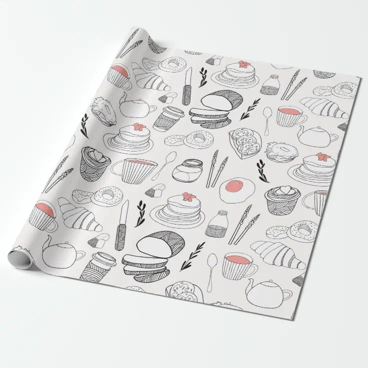 Breakfast Foods Pattern Wrapping Paper | Zazzle