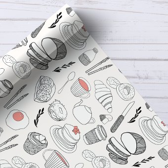 Breakfast Foods Pattern Wrapping Paper | Zazzle