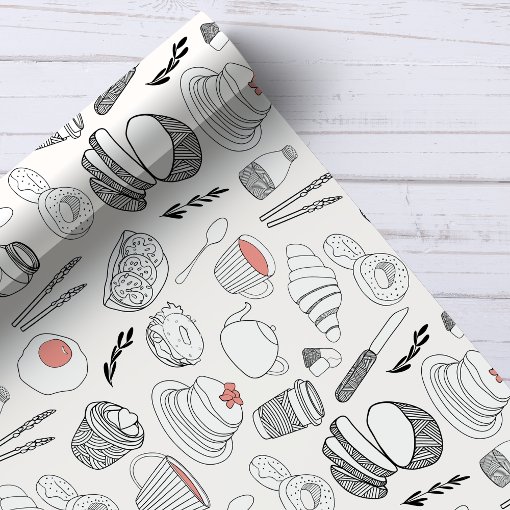 Breakfast Foods Pattern Wrapping Paper | Zazzle
