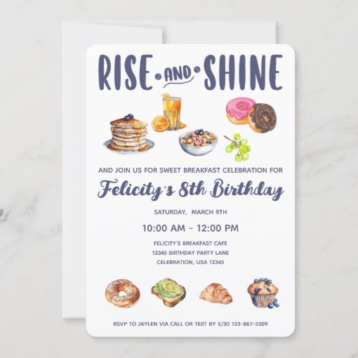 Breakfast or Brunch Birthday Girl Party Invitation | Zazzle