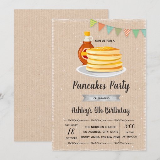 Breakfast pancake party invitation | Zazzle