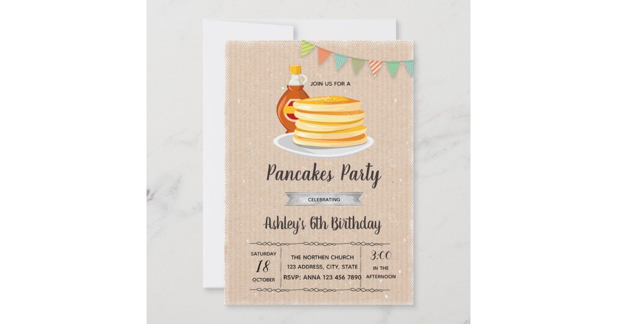 Breakfast pancake party invitation | Zazzle