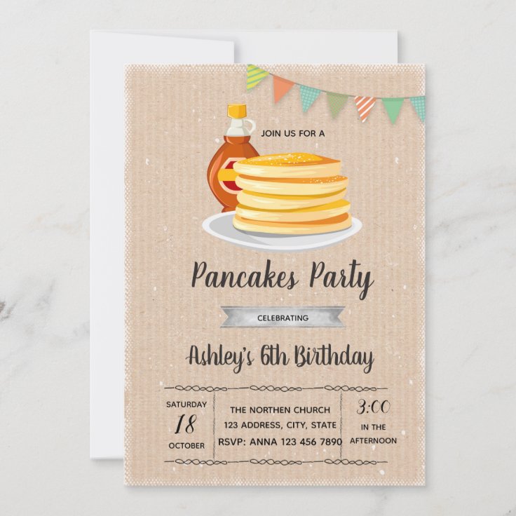 Breakfast pancake party invitation | Zazzle