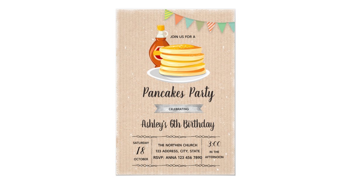 Breakfast pancake party invitation | Zazzle.com