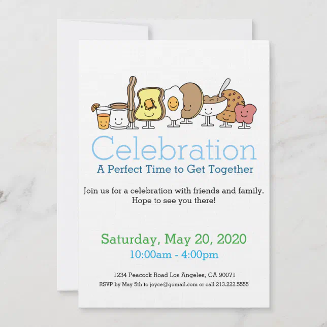 Breakfast Party Food Icon Invitation | Zazzle