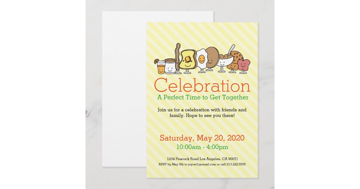 Breakfast Party Food Icon Invitation | Zazzle
