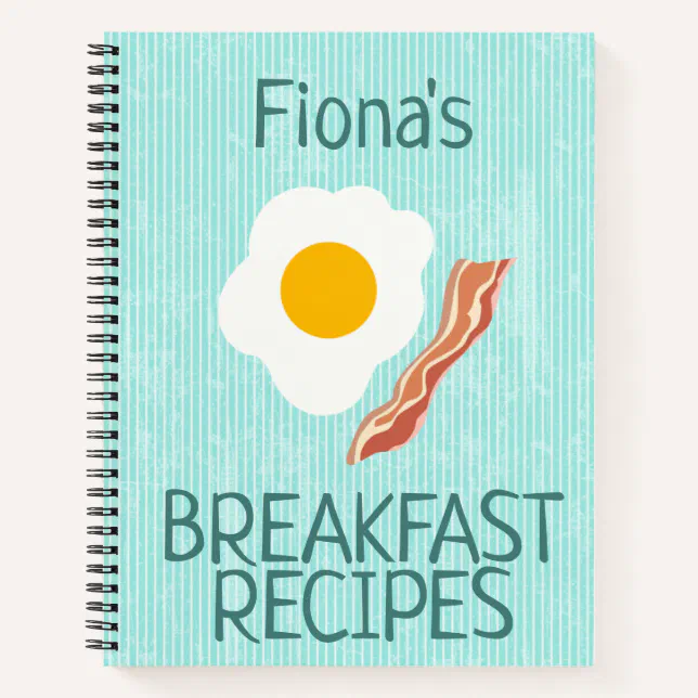 Breakfast Recipes Custom Teal Notebook | Zazzle