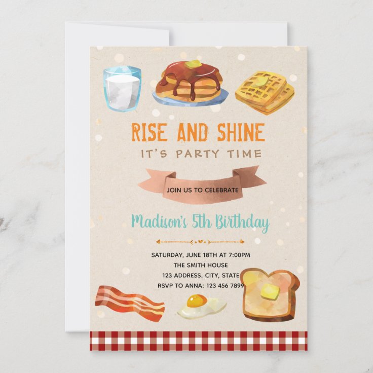 Breakfast rise and shine party invitation | Zazzle