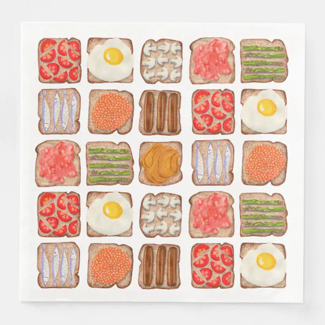 Breakfast Toast Pattern Paper Napkins | Zazzle