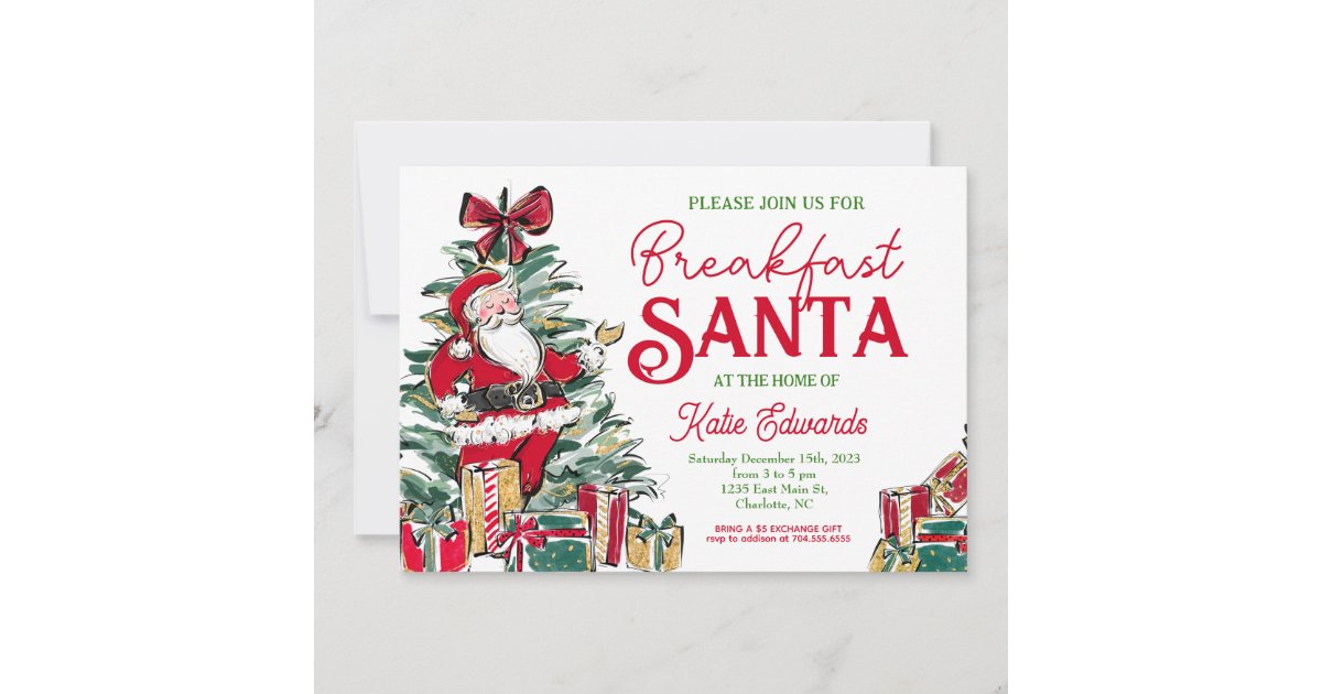 Breakfast with Santa Invite, Santa Breakfast, Invitation | Zazzle