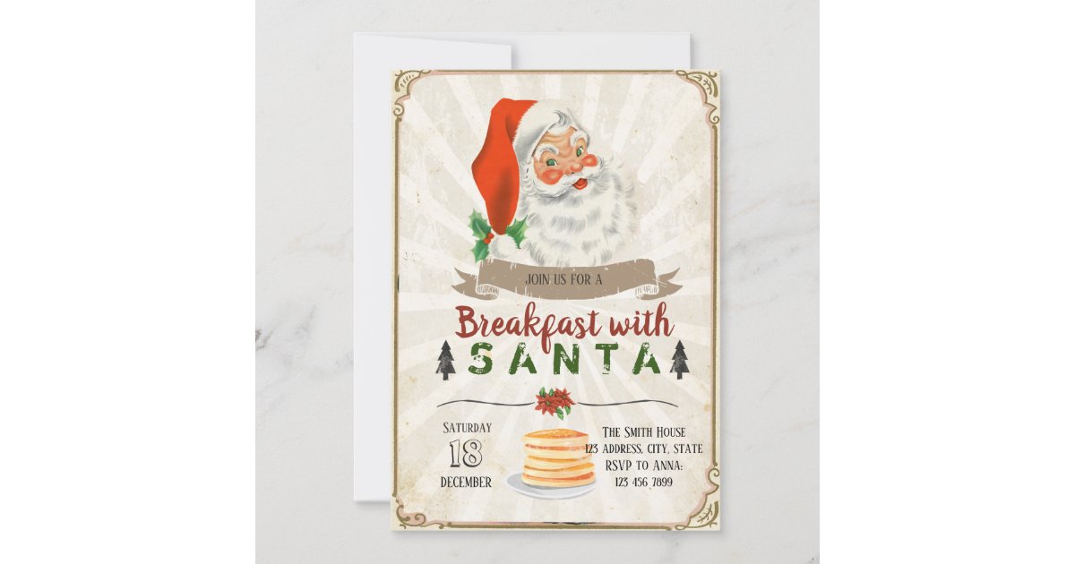 Breakfast with santa party invitation | Zazzle