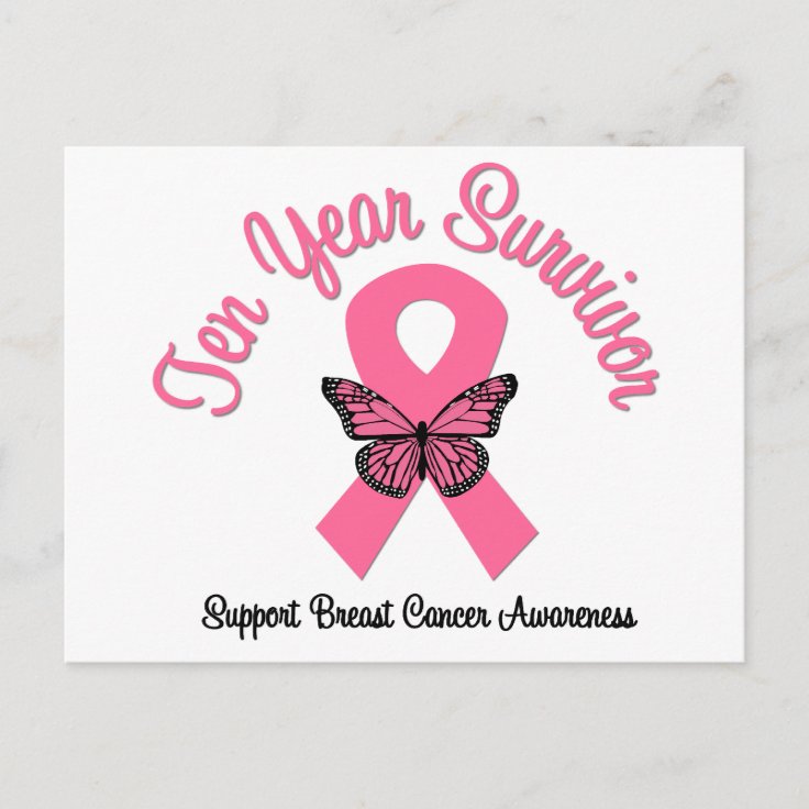 Breast Cancer 10 Year Survivor Postcard | Zazzle