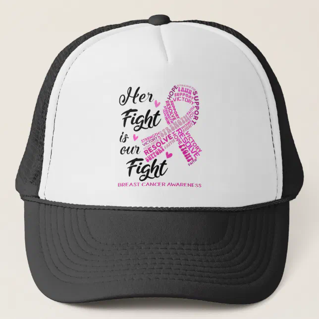 Breast Cancer Awareness Her Fight is my Fight Trucker Hat | Zazzle
