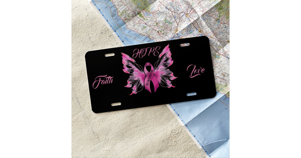 Breast Cancer Awareness License Plate | Zazzle