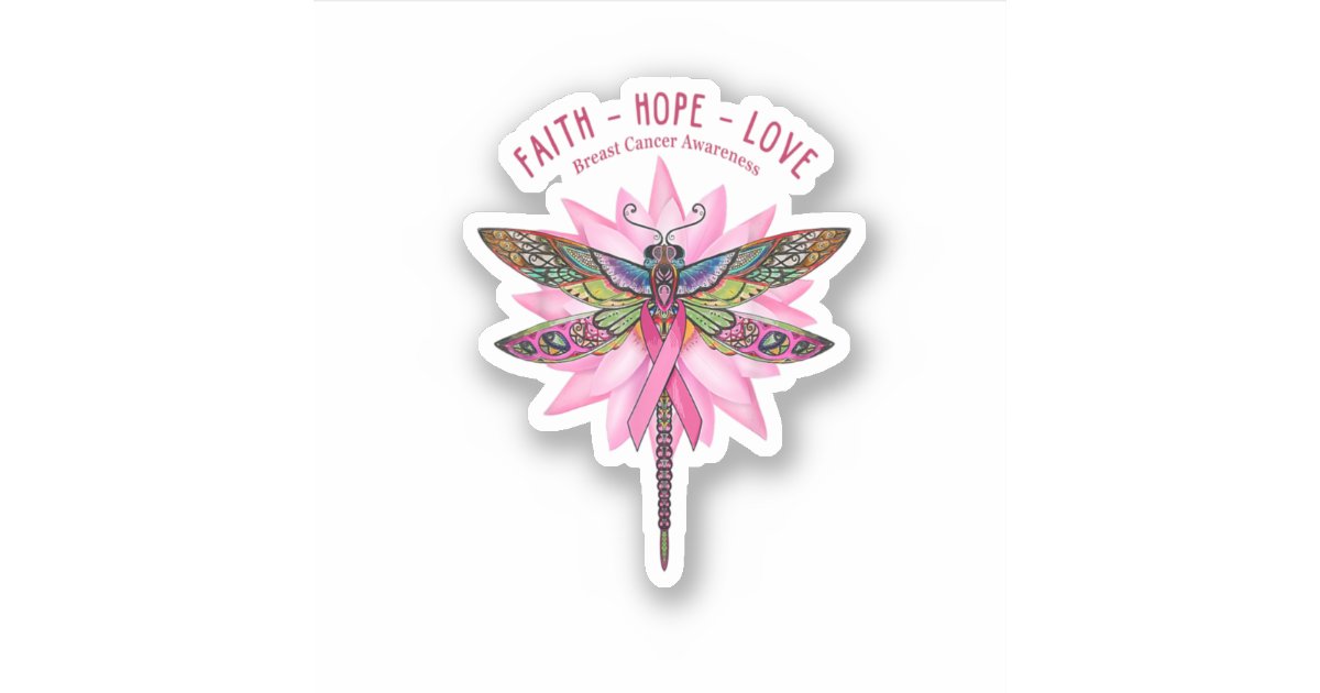 Breast Cancer Awareness Native Dragonfly Faith Hop Sticker | Zazzle
