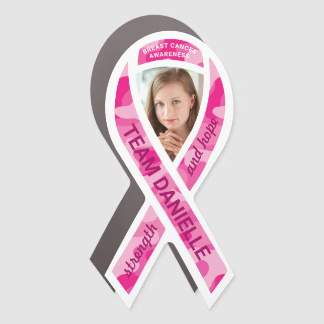 Breast Cancer Awareness Photo Pink Camo Ribbon Car Magnet | Zazzle