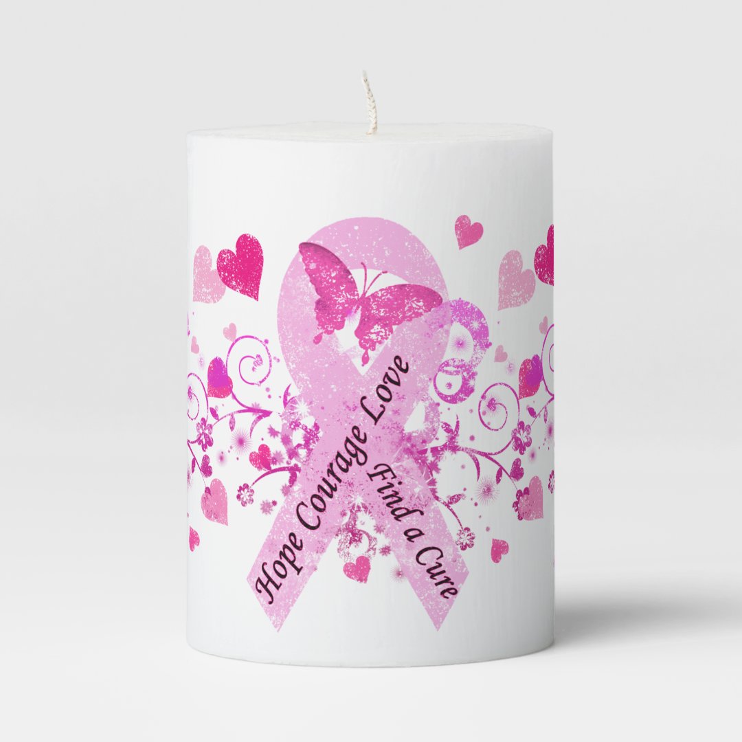 Breast Cancer Awareness Pillar Candle | Zazzle