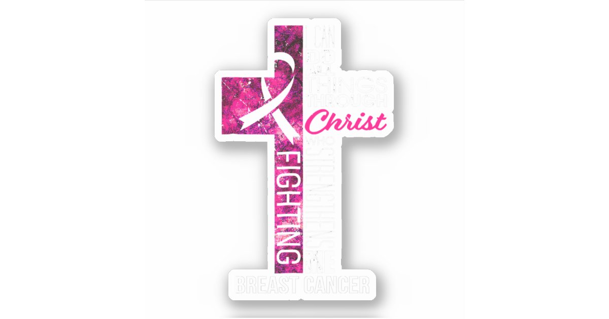 Breast Cancer Awareness Pink Cross Christian Sticker | Zazzle