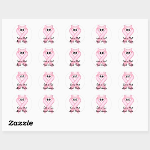 Breast Cancer Awareness - Pink Owl Ribbon Stickers | Zazzle