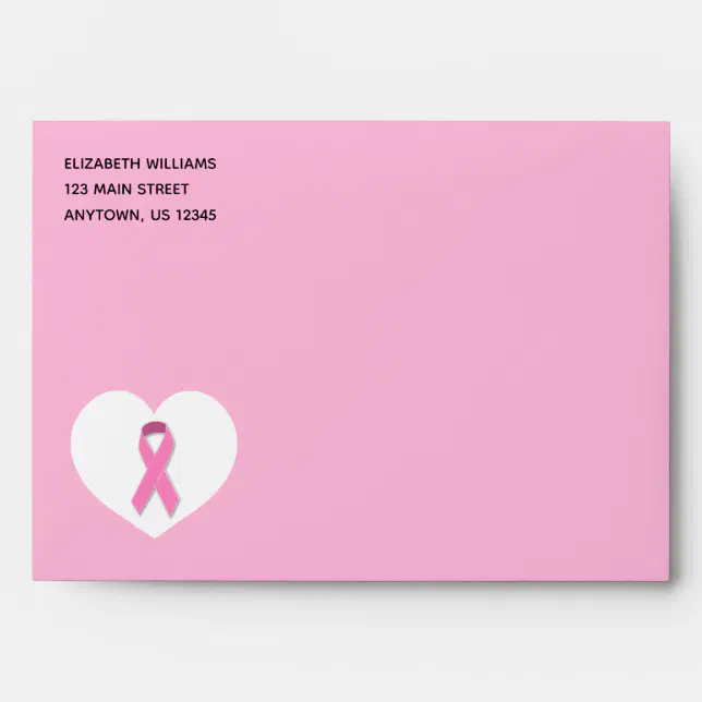 Breast Cancer Awareness Pink Ribbon Envelope | Zazzle