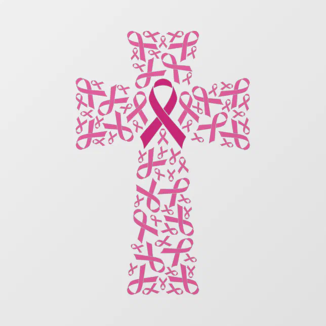 Breast Cancer Awareness Ribbon Cross Window Cling | Zazzle