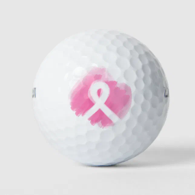 Breast Cancer Awareness Ribbon Watercolor Golf Balls | Zazzle
